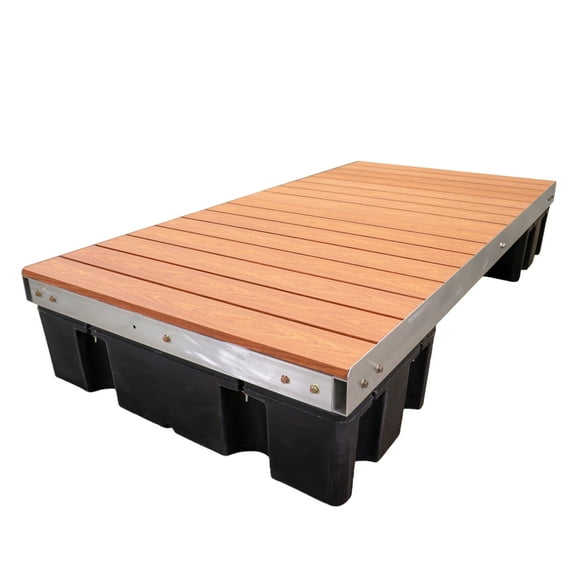 Low Profile Dock Floating Platform Section with Brown Aluminum Decking ...