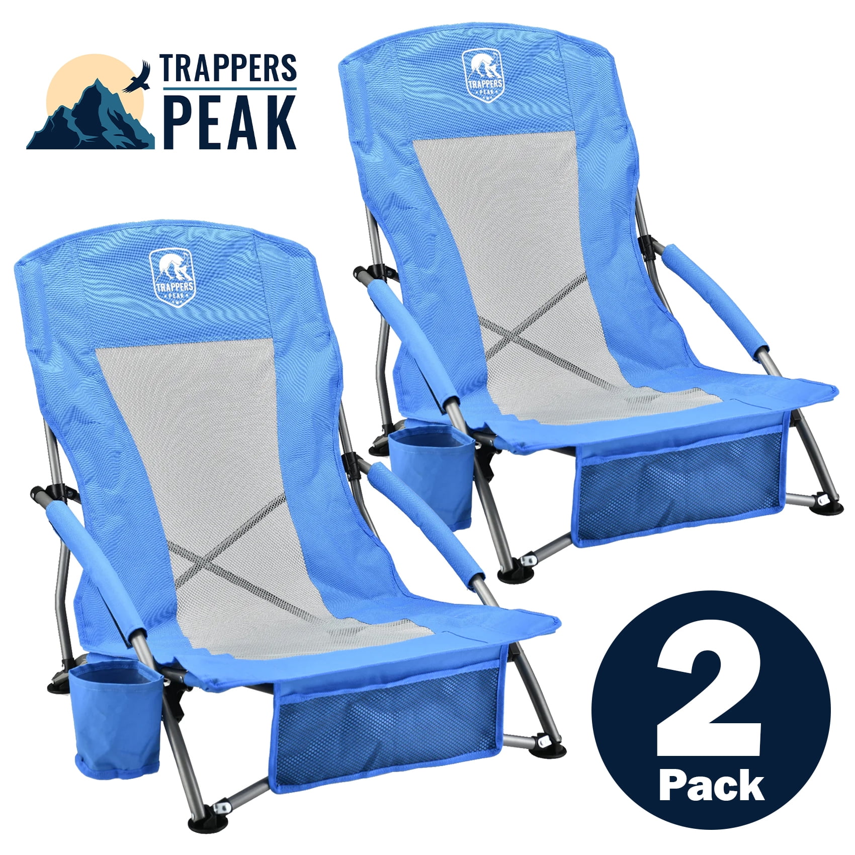 Low Profile Folding Beach Chair, 2PK, Blue - Walmart.com