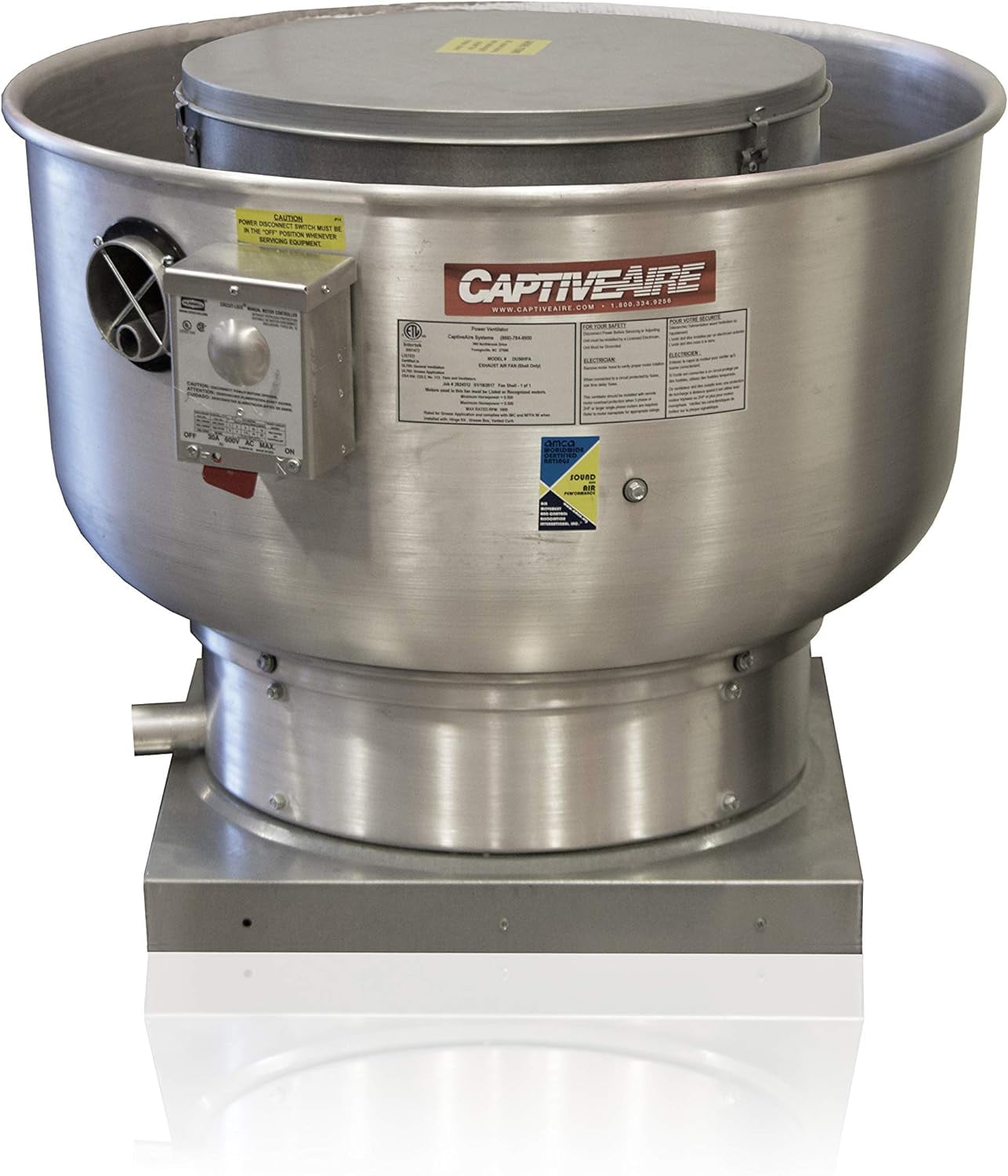 Low Profile Grease Rated Food Truck Exhaust Fan-High Speed Direct Drive ...
