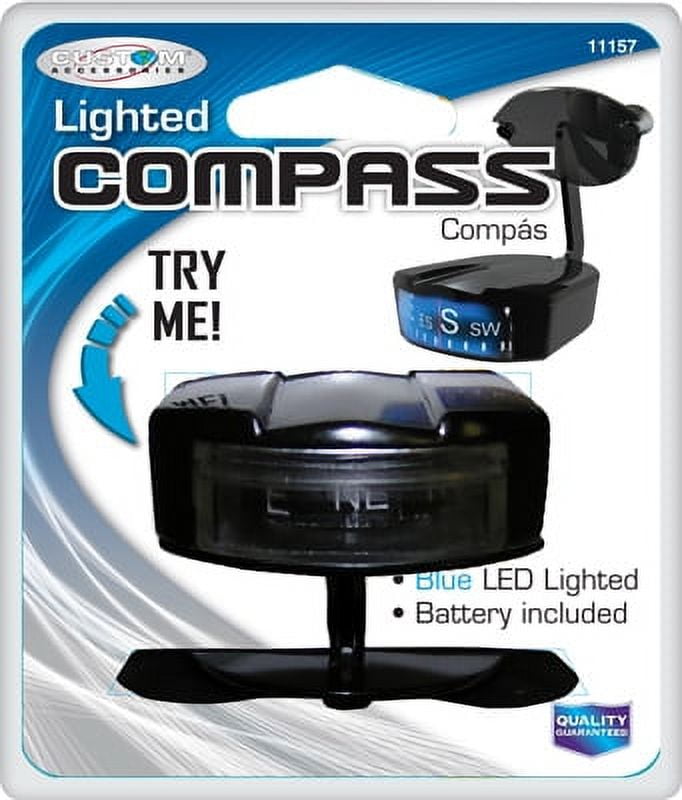 Low Profile Lighted Compass Swivel Mount For Dash Or Window Suction Cu ...