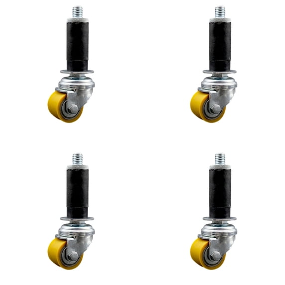 Low Profile Polyurethane 35mm Wheel 1 Inch Expanding Stem Caster Set of ...