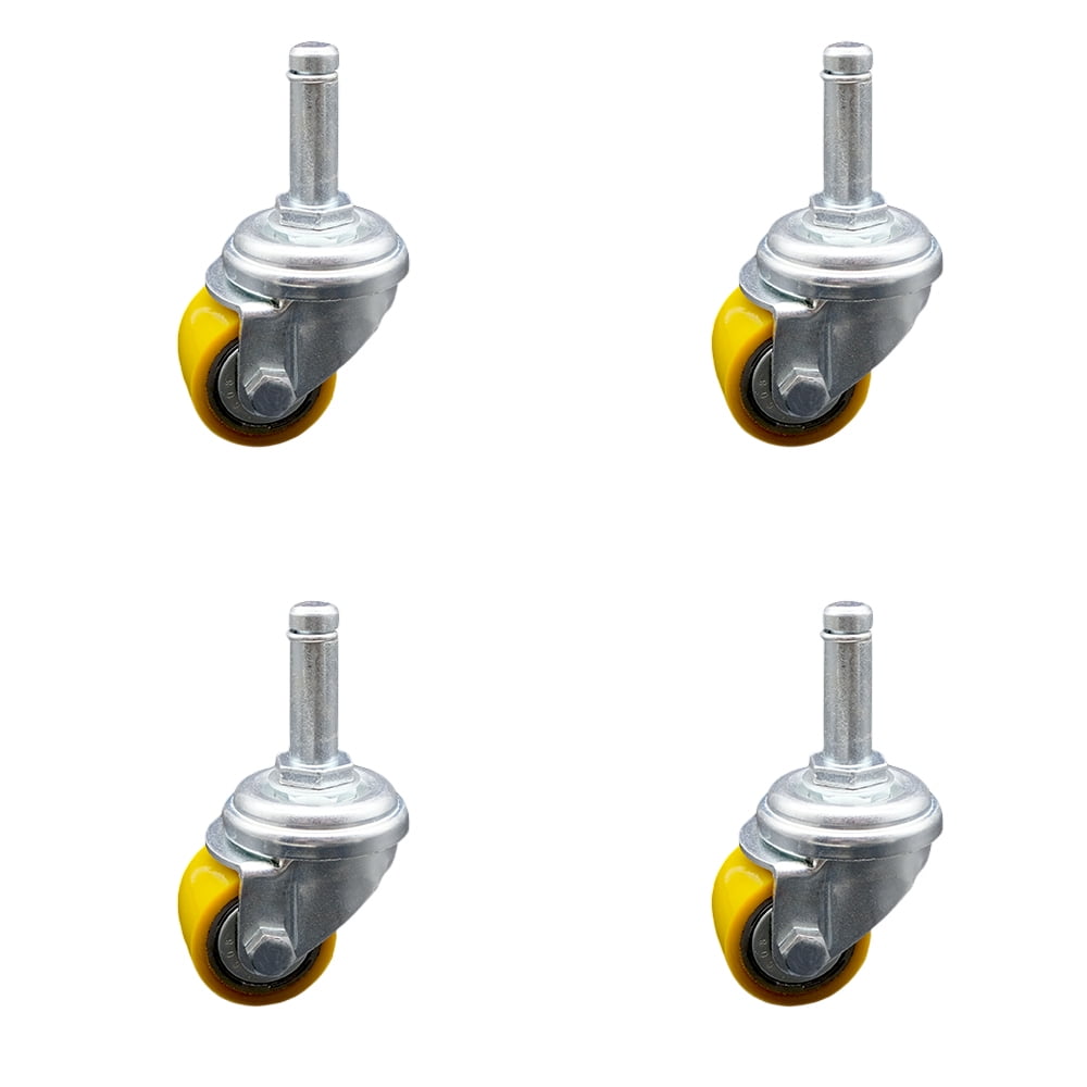 Low Profile Polyurethane 35mm Wheel 7/8 Inch Grip Ring Stem Caster Set ...