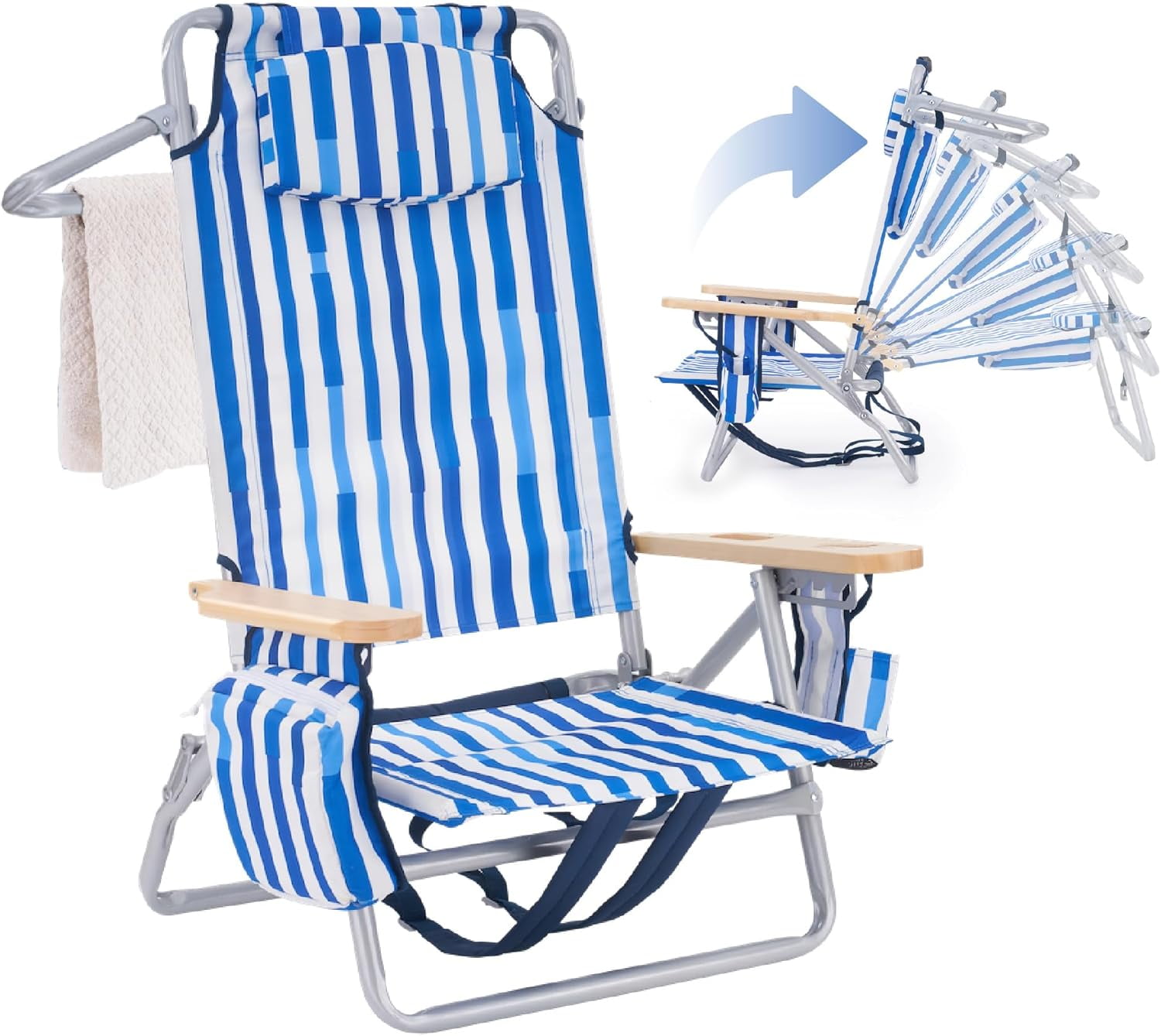 Low Profile Reclining Beach Chair for Adults Supports 300lbs| Oversized ...