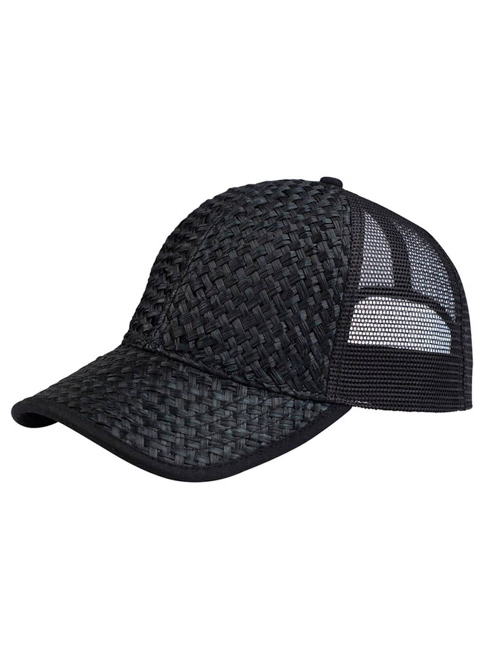 Low Profile Structured Mesh Straw Trucker Cap, Black - Walmart.com