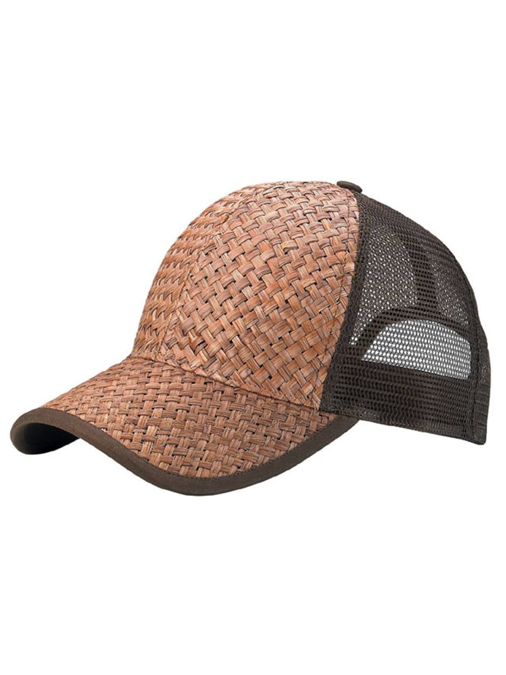 Low Profile Structured Mesh Straw Trucker Cap, Brown - Walmart.com