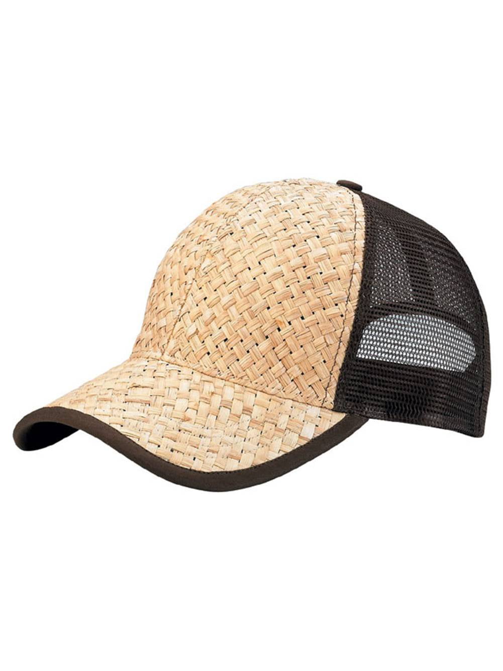 Low Profile Structured Mesh Straw Trucker Cap, Natural/Brown - Walmart.com