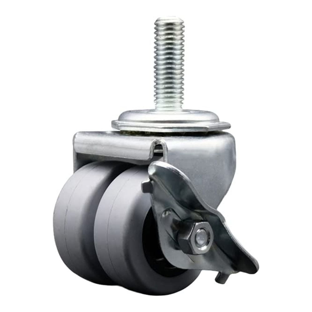 Low Profile Swivel Threaded Stem Dual Wheel with Brake - 2 Inch ...
