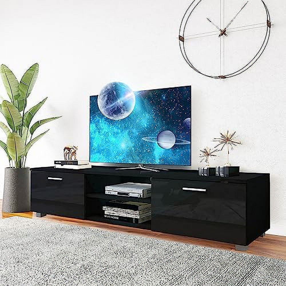 Low Profile TV Stand for TVs Up to 70 Inches High Gloss TV Cabinet ...
