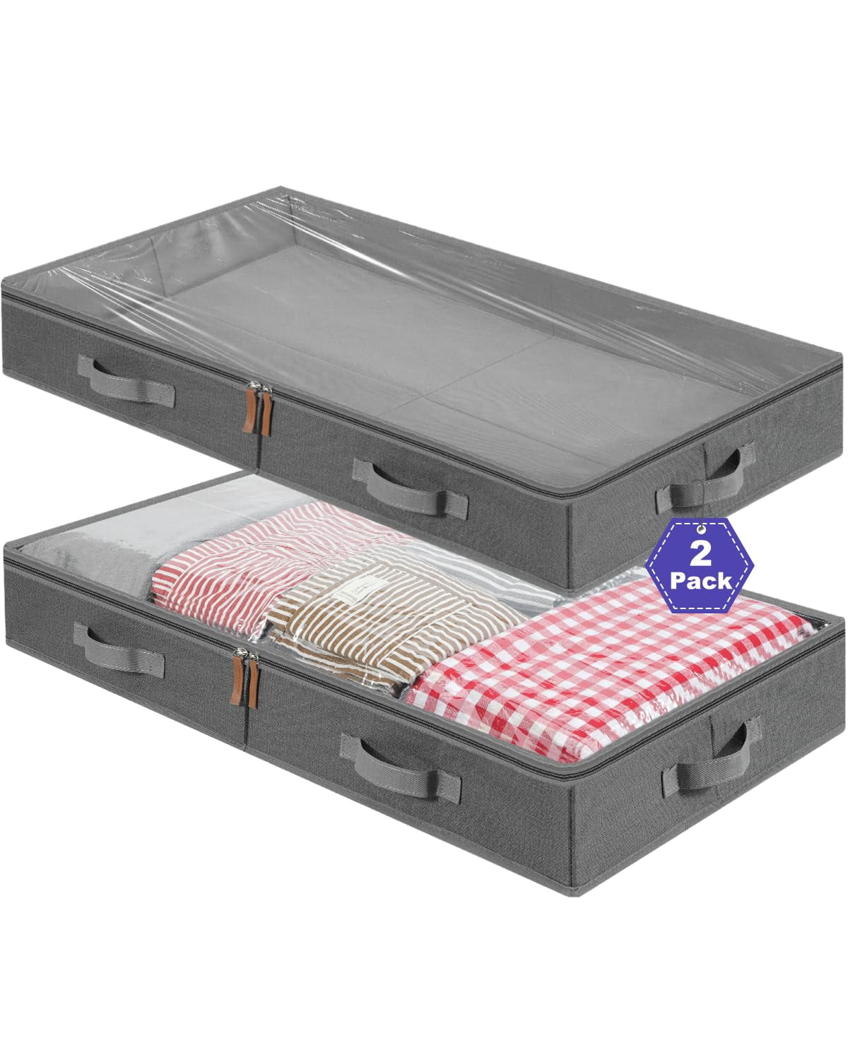 Low Profile Under Bed Storage Containers 2-Pack, Space Saving ...