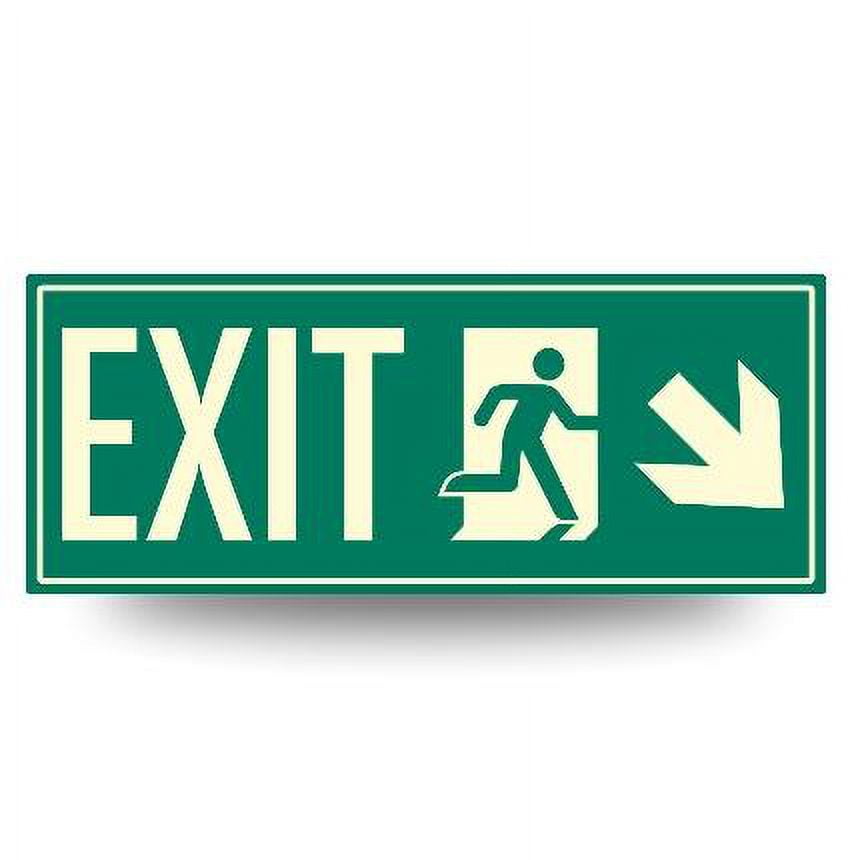 Low Proximity Photoluminescent Exit Sign Running Man (Right Down Arrow ...