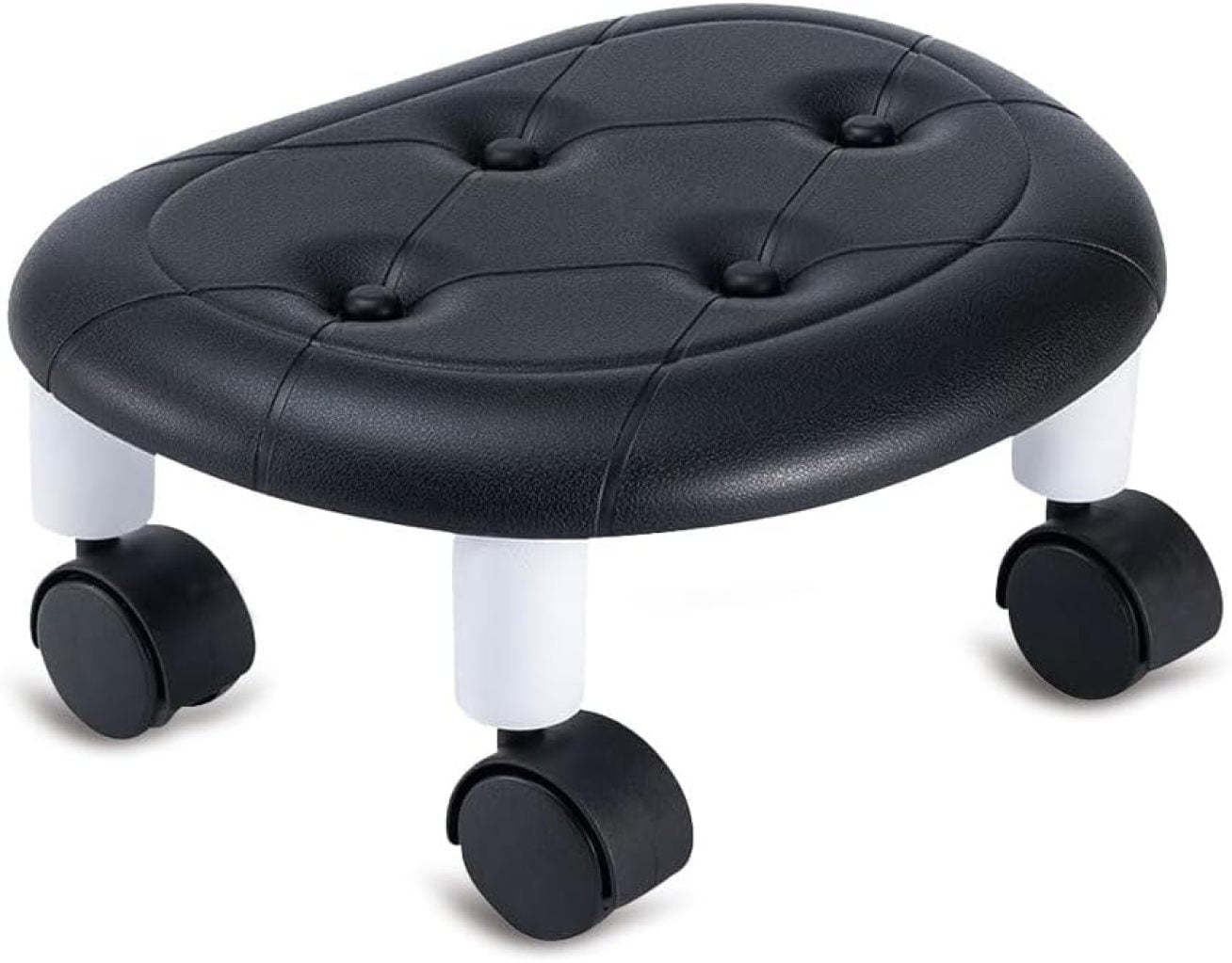 Low Roller Seat ABS Office Step Stool with 360° Swivel Silent Wheels ...