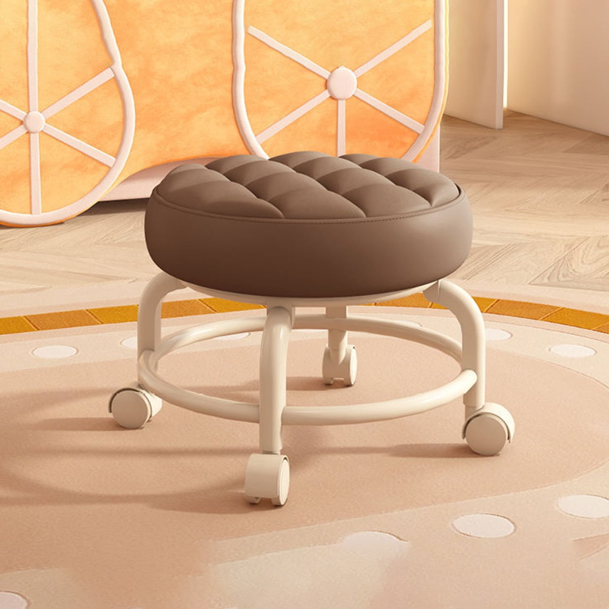 Low Roller Seat Wheel Stool Chair Leather Rolling Stool Seats On Wheels ...