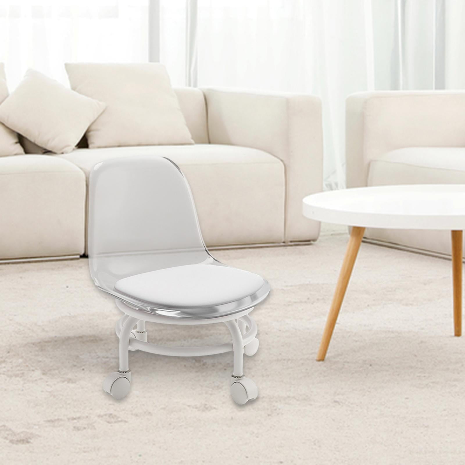 Low Rolling Stool, Roller Stool and Backrest Footrest Heavy Duty Swivel ...