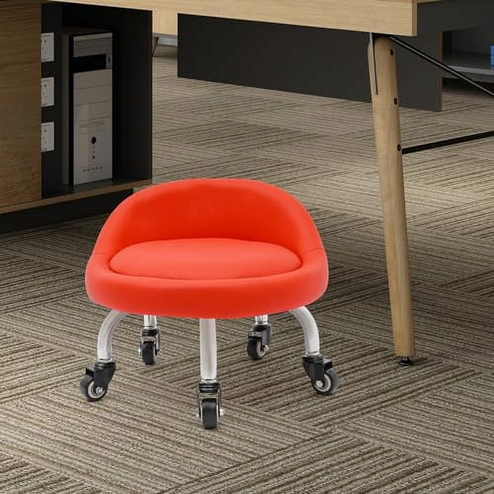 Low Rolling Stool with Backrest - Low Height Rolling Chair with Wheels ...
