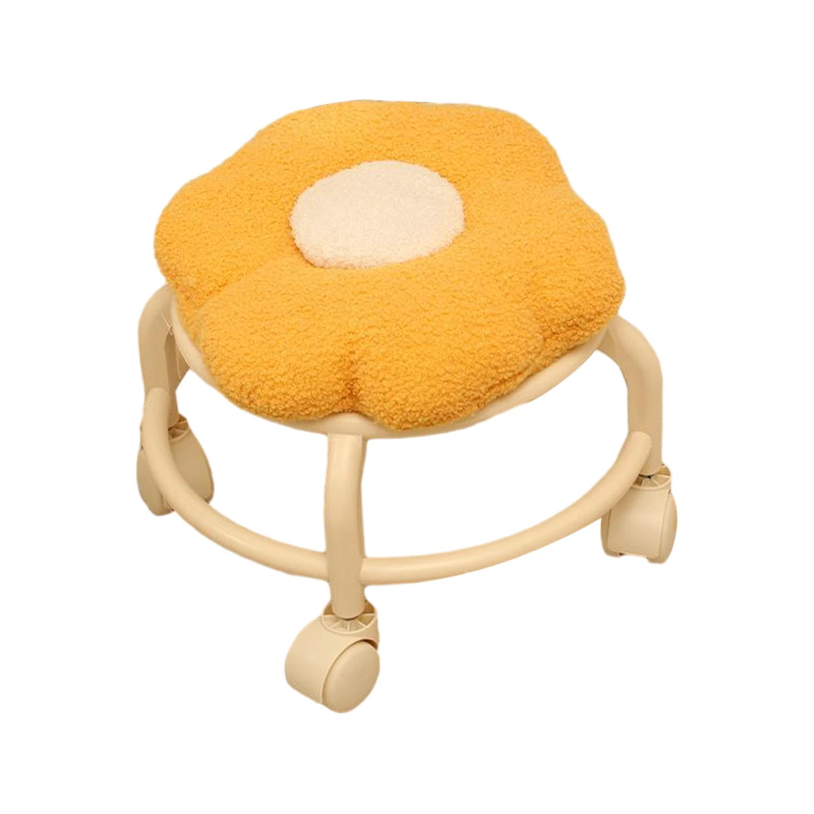 Low Rolling Stool with Wheels Home Roller Stool Foot Rest Cute Flower ...