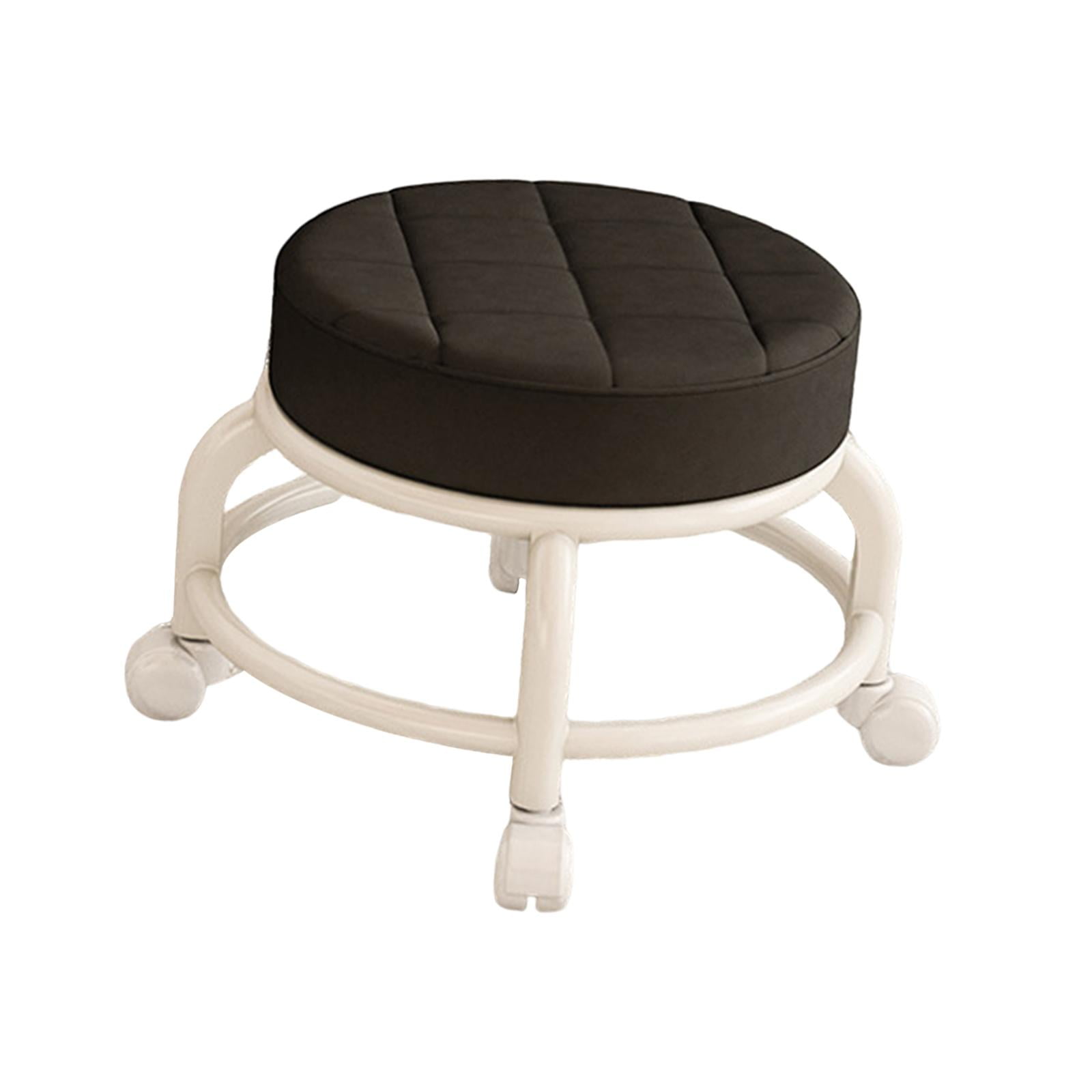 Low Round Roller Seat Stool Swivel Chair 360 Degree Rotating Rolling Stool Sturdy Footrest