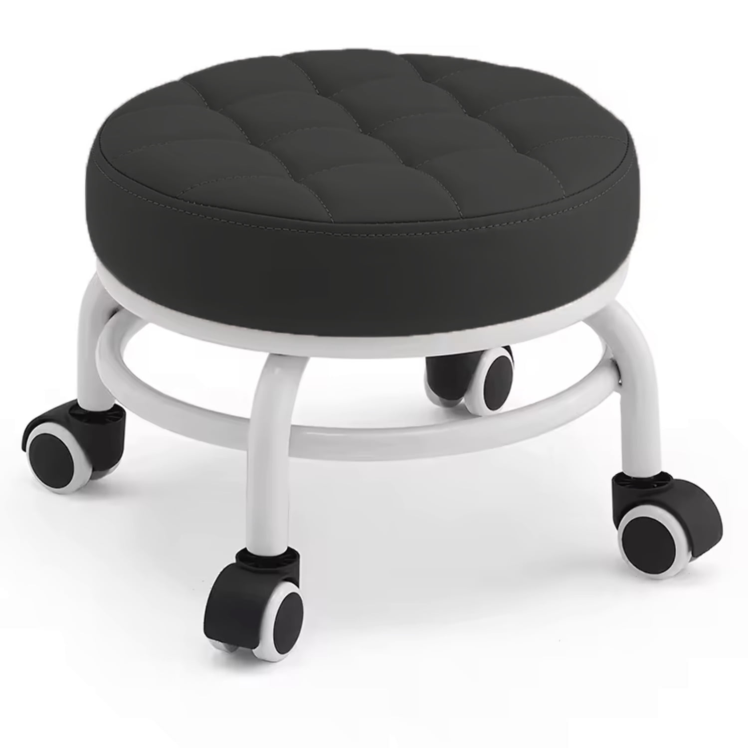 Low Scoot Roller Stool Seat PU Leather Rolling Stool Step Stool ...