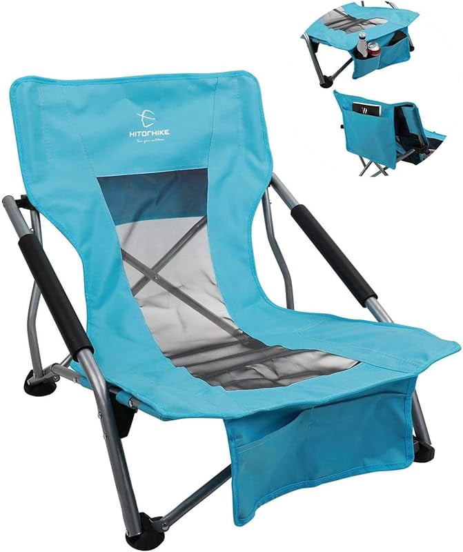 Low Sling Beach Camping Concert Folding Chair with Armrests and ...