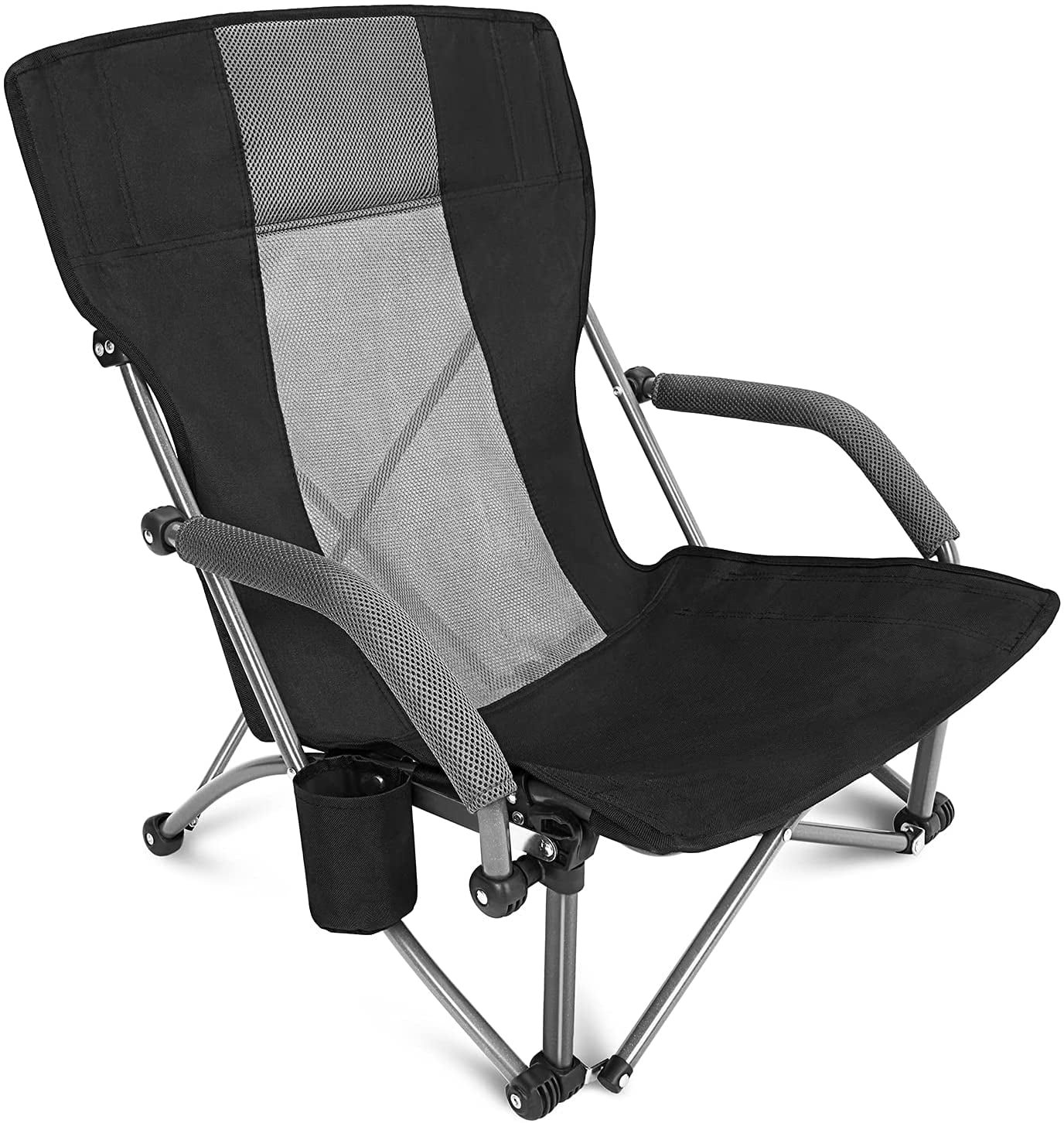 Low Sling Folding Beach Camping Chairs Compact Concert Lumbar Back ...