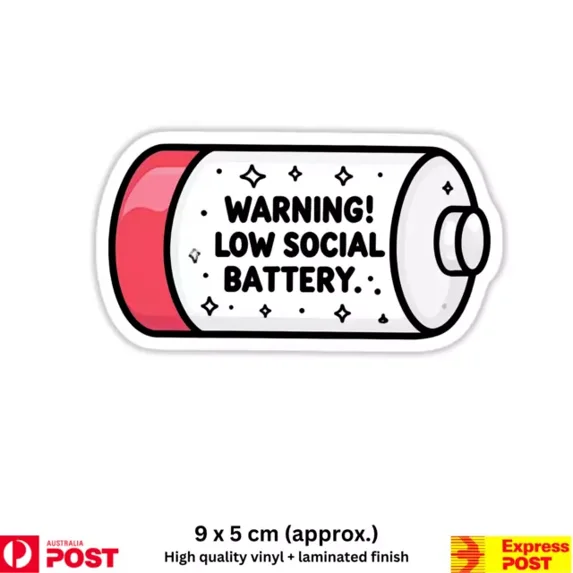 Low Social Battery Introvert Warning Sticker Phone Decal Water Bottle ...