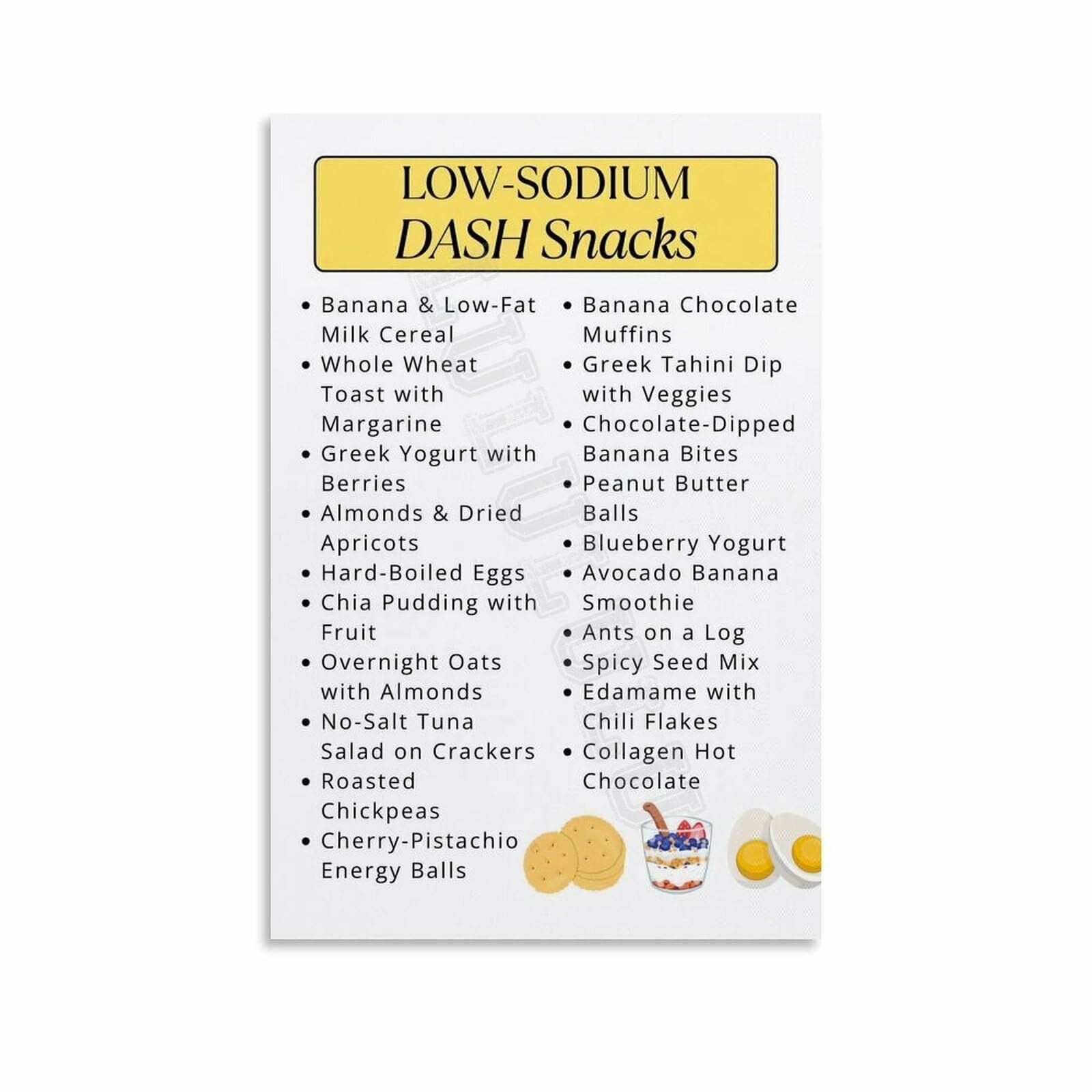 Low-Sodium Dash Snacks Poster Healthy Diet Canvas Painting Posters And ...
