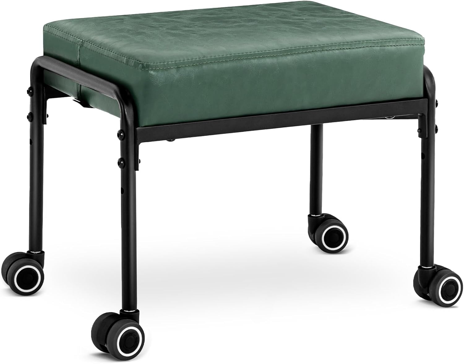 Low Stool with Rubber Wheels Adjustable Height Rectangular Seat Short ...