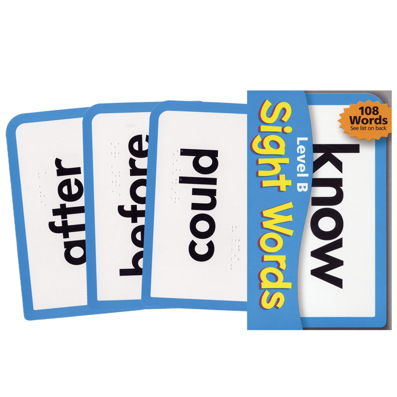 Low Vision-Braille Flash Cards- Sight Words -Set B - Walmart.com