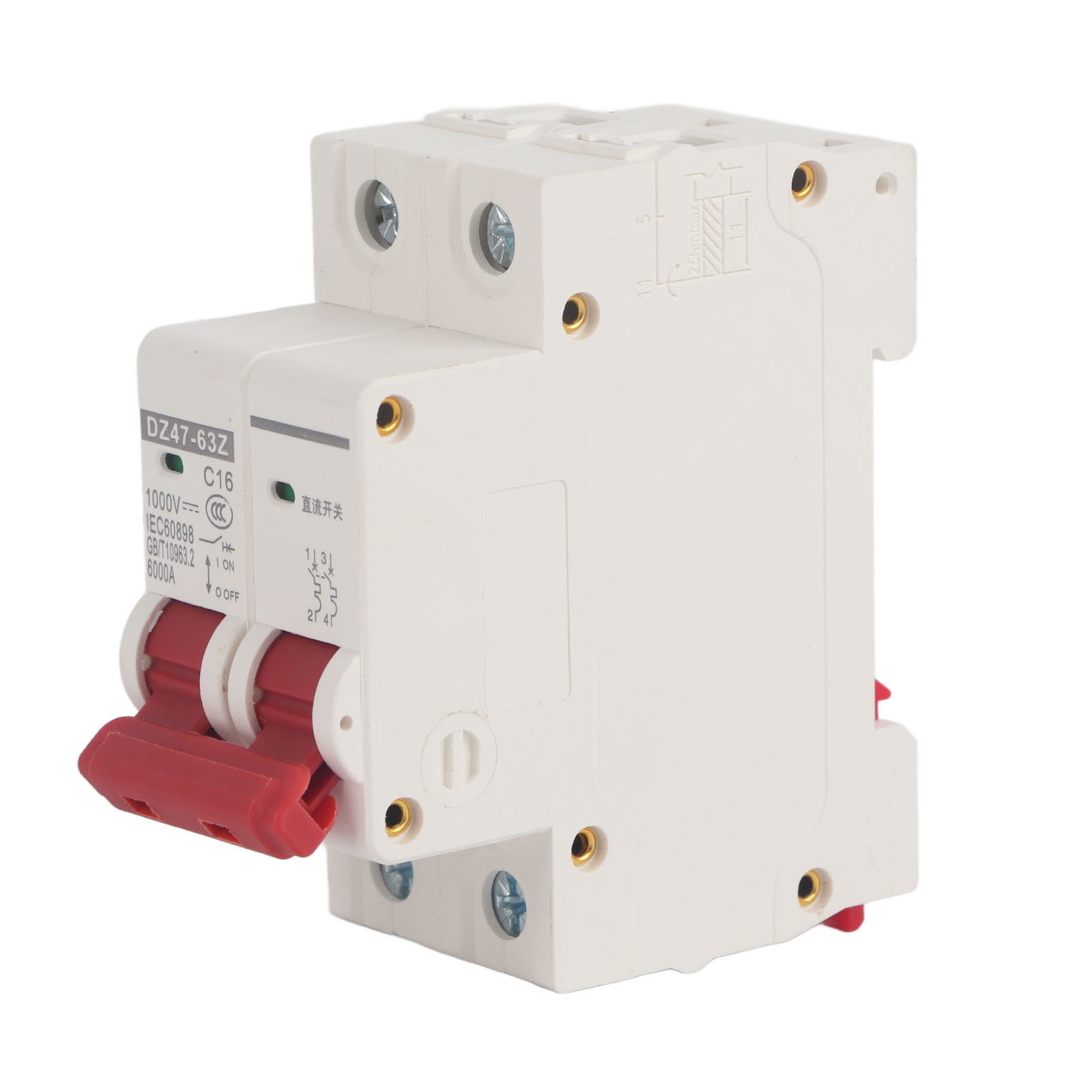 Low Voltage Circuit Breaker 2P 6000A Breaking Capacity 16A DC 1000V - Walmart.com