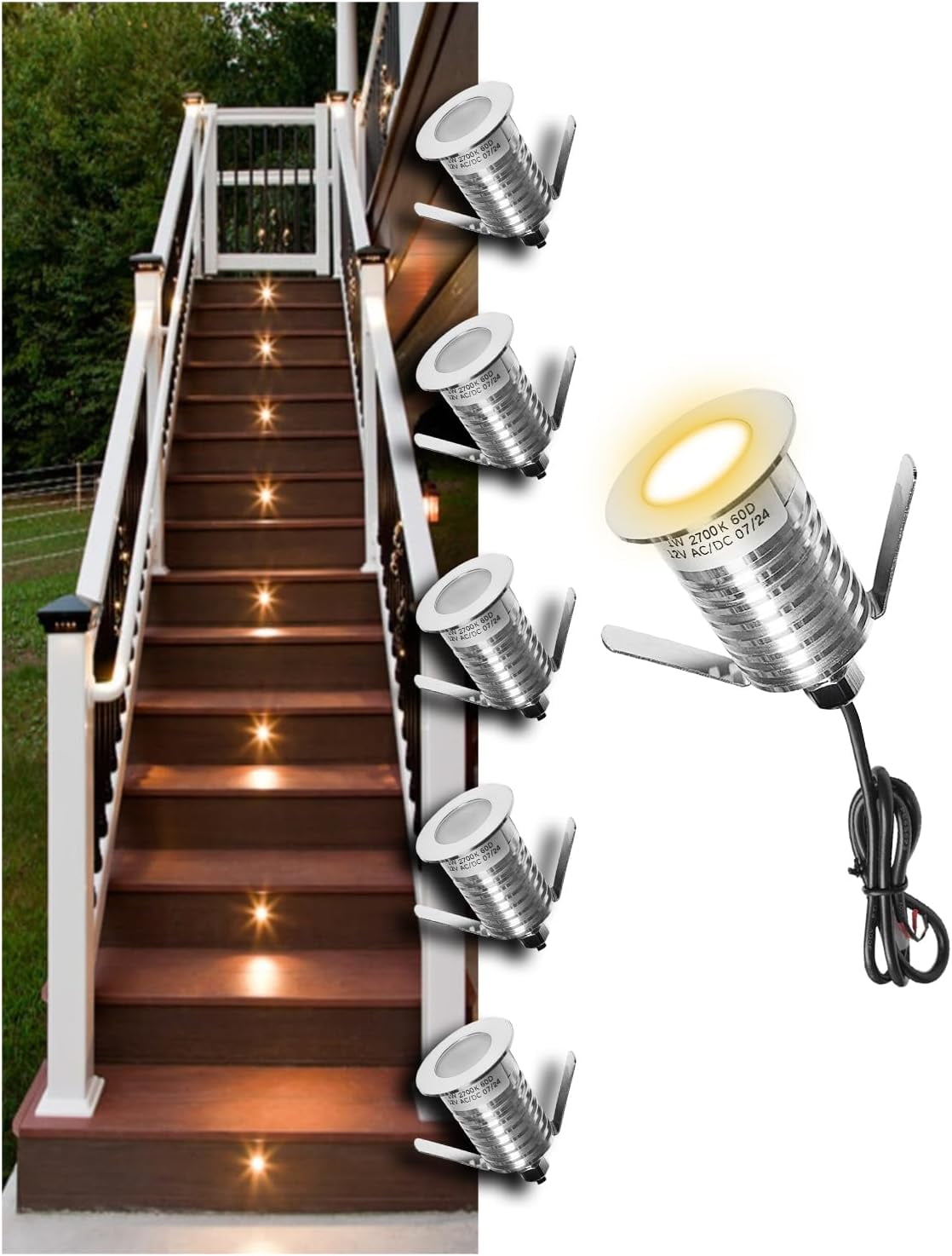 Low Voltage Deck Light 6-Pack, 1W 80 Lumens Landscape Lighting, φ35 mm ...