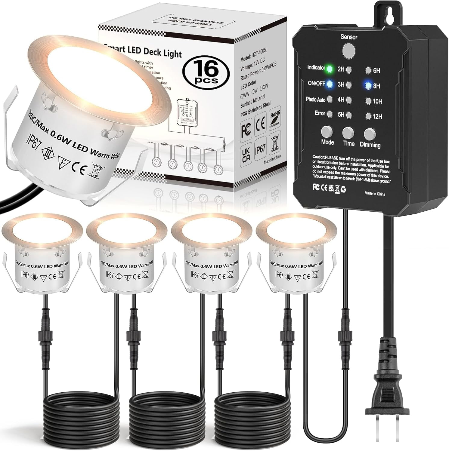 Low Voltage Deck Lights Recessed Kit with Transformer Dimmable Timer ...