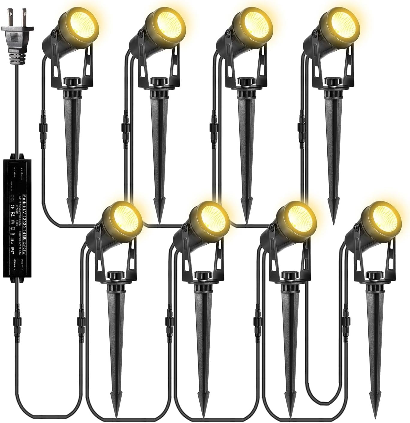 Low Voltage Landscape Lights, 8 Pack LED Spot Lights Outdoor with 30W ...