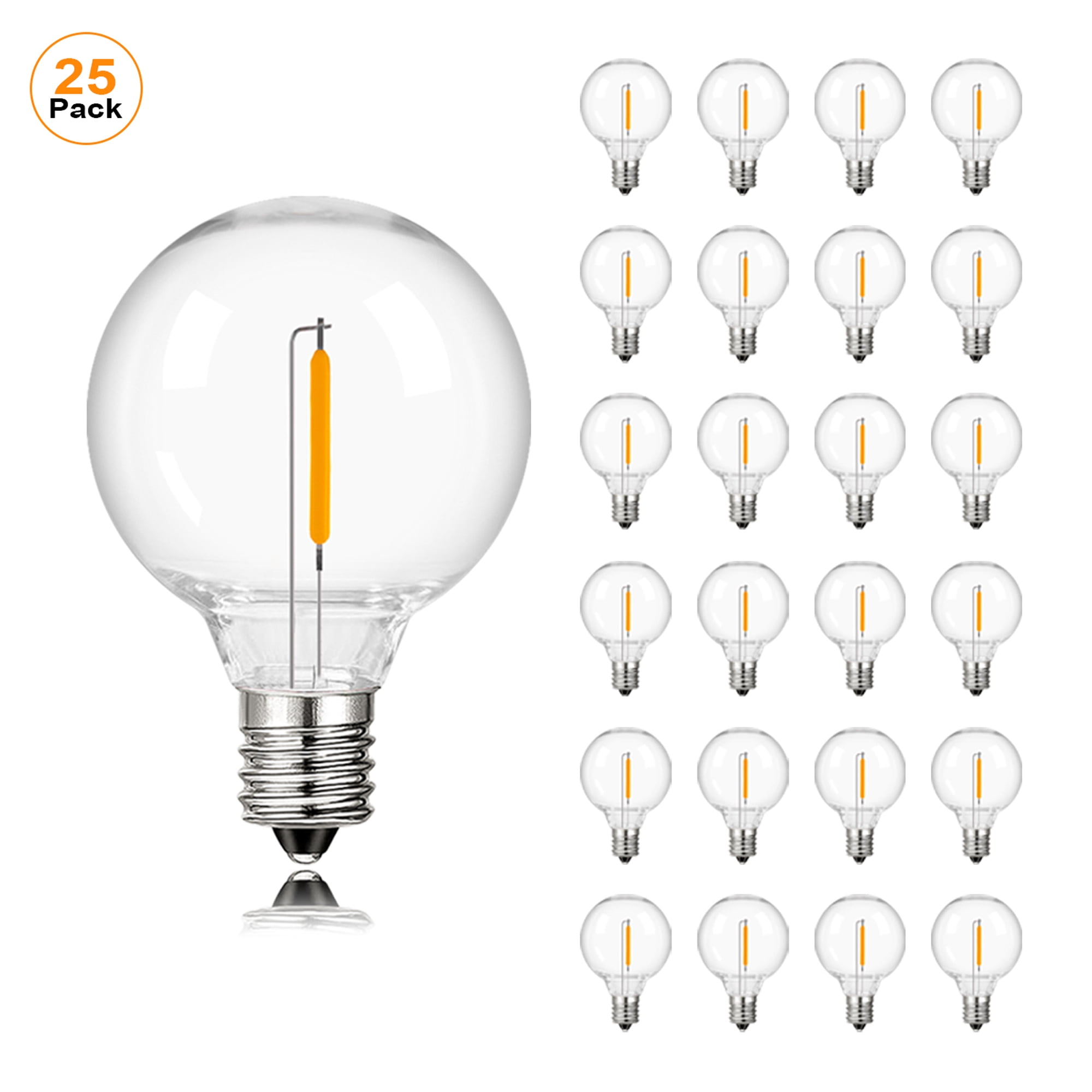G40 Plastic LED Light Bulbs, 1W E12 Small Screw Mouth, 2200K Ultra Warm ...