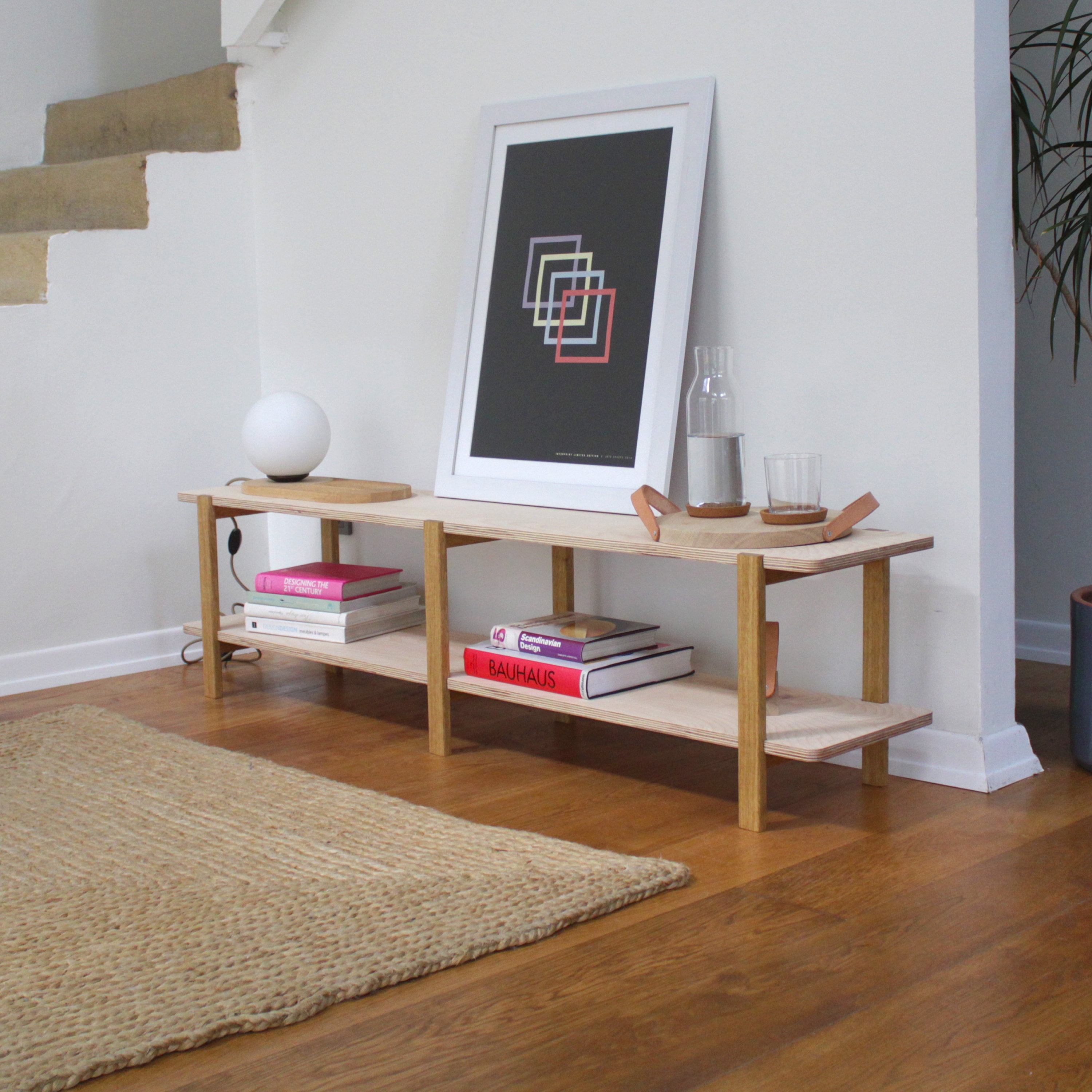 Low Wooden Shelving Unit, Stylish Wood 3 Sizes Design for Storage ...