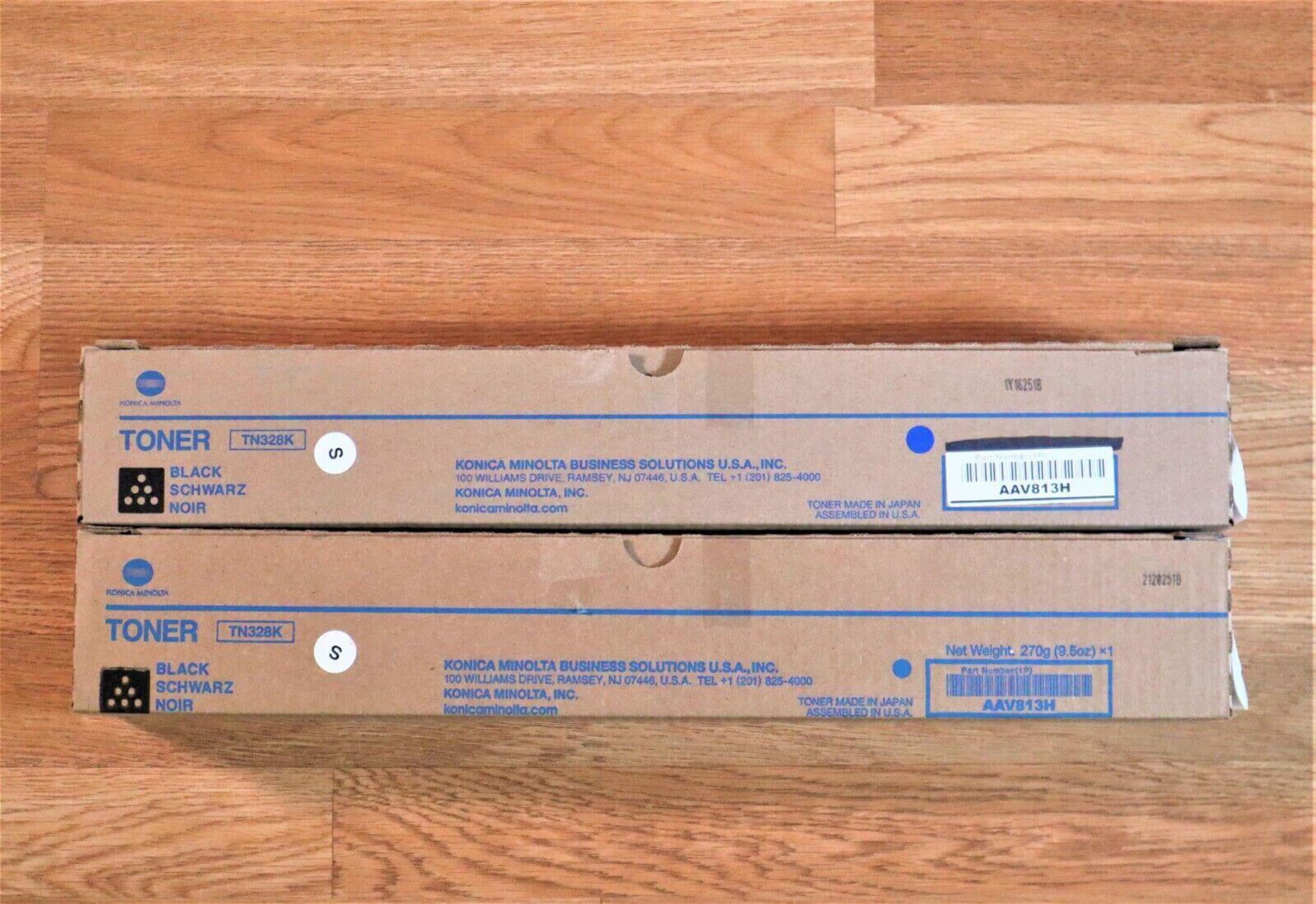 Low Yield Lot Of 2 Konica Minolta TN328 K 9.5oz Toner AAV813H BH C250i ...