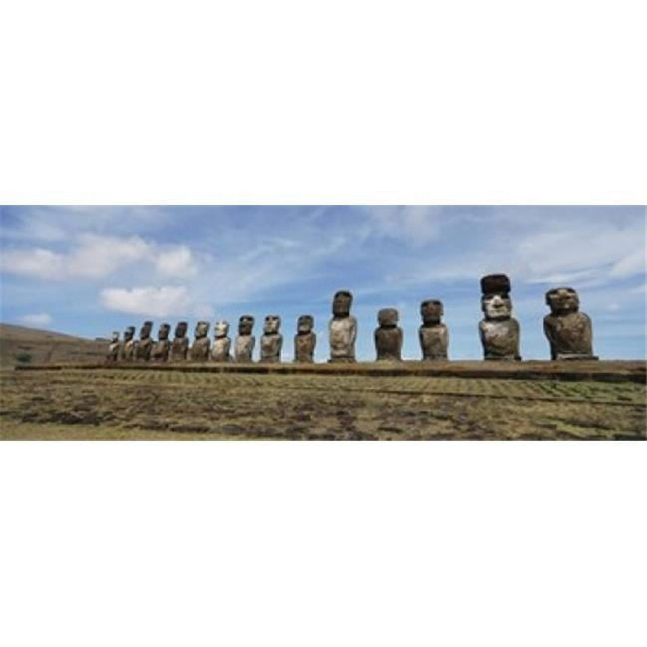 Low angle view of Moai statues in a row, Tahai Archaeological Site ...