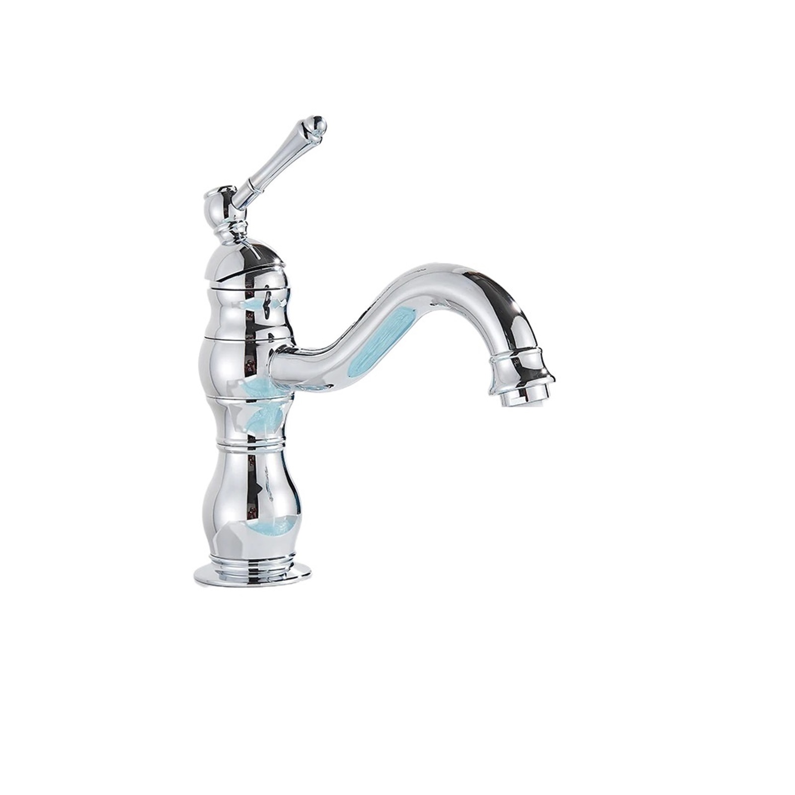 Low profile countertop mounted single hole hot and cold water mixing ...