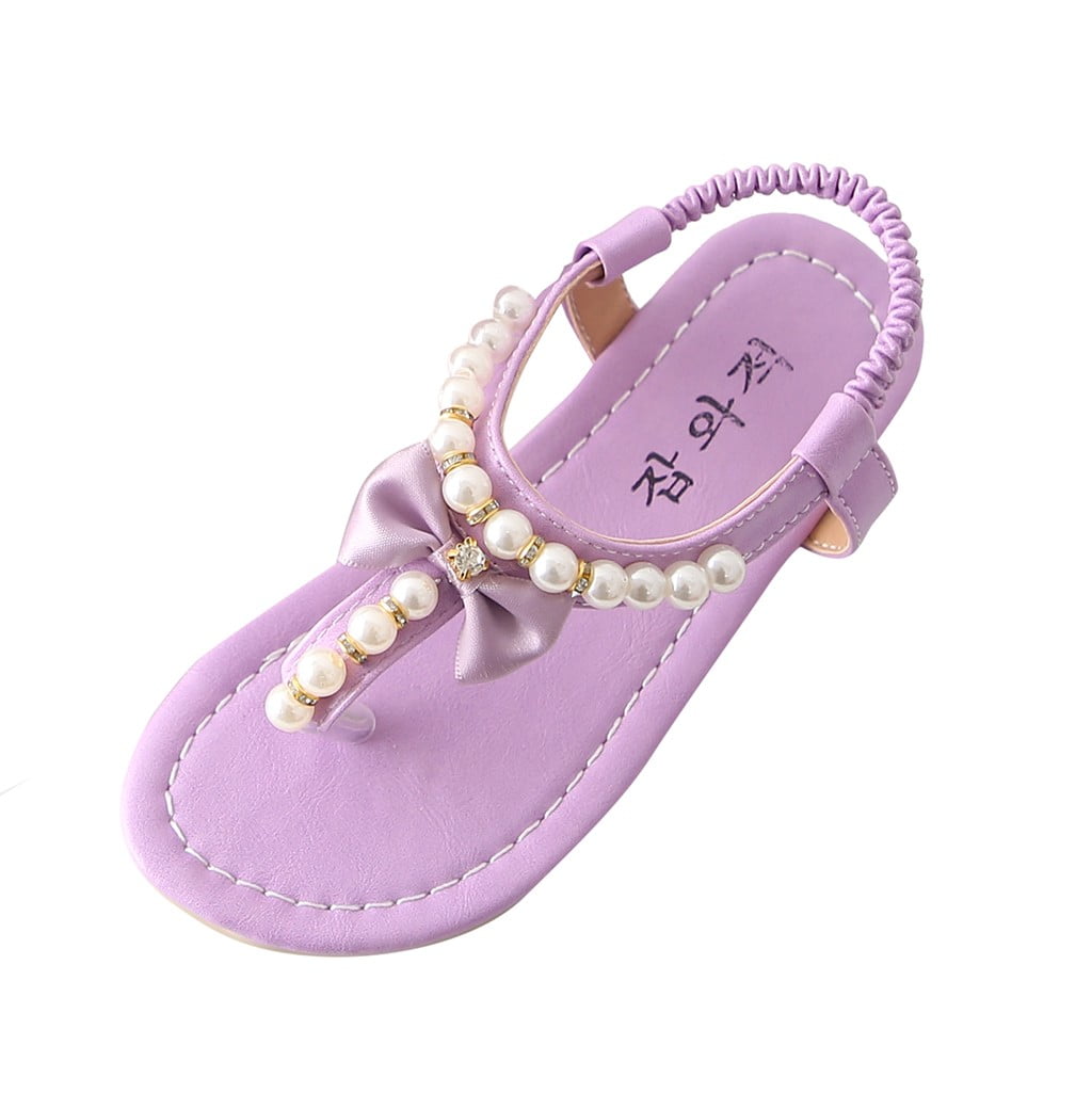 LowProfile Baby Girl Shoes Summer Toddler Kids Girls Bowknot Pearl Princess Thong Sandals Shoes ...