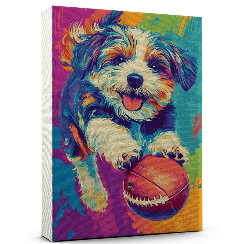 Lowchen Dog Canvas American Football Canvas – Cute Lowchen Canvas Wall ...