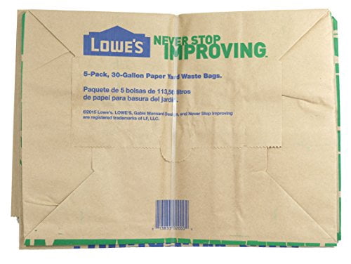 Lowe's 30 Gallon Heavy Duty Paper Lawn and Refuse Bags for Home and ...
