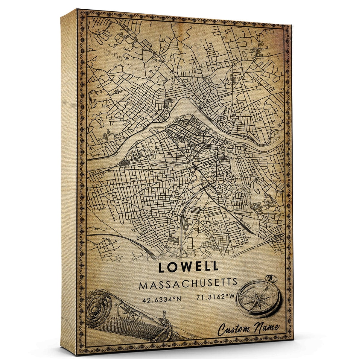Lowell Map Poster, Massachusetts Map Art Poster, Canvas, Lowell Map ...