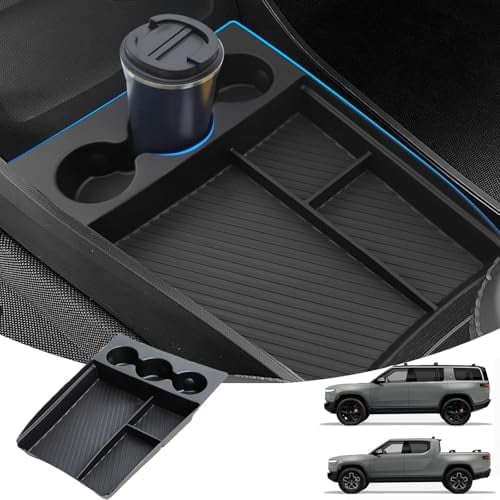 Lower Center Console Organizer with Expanded Cupholders for Rivian R1T ...