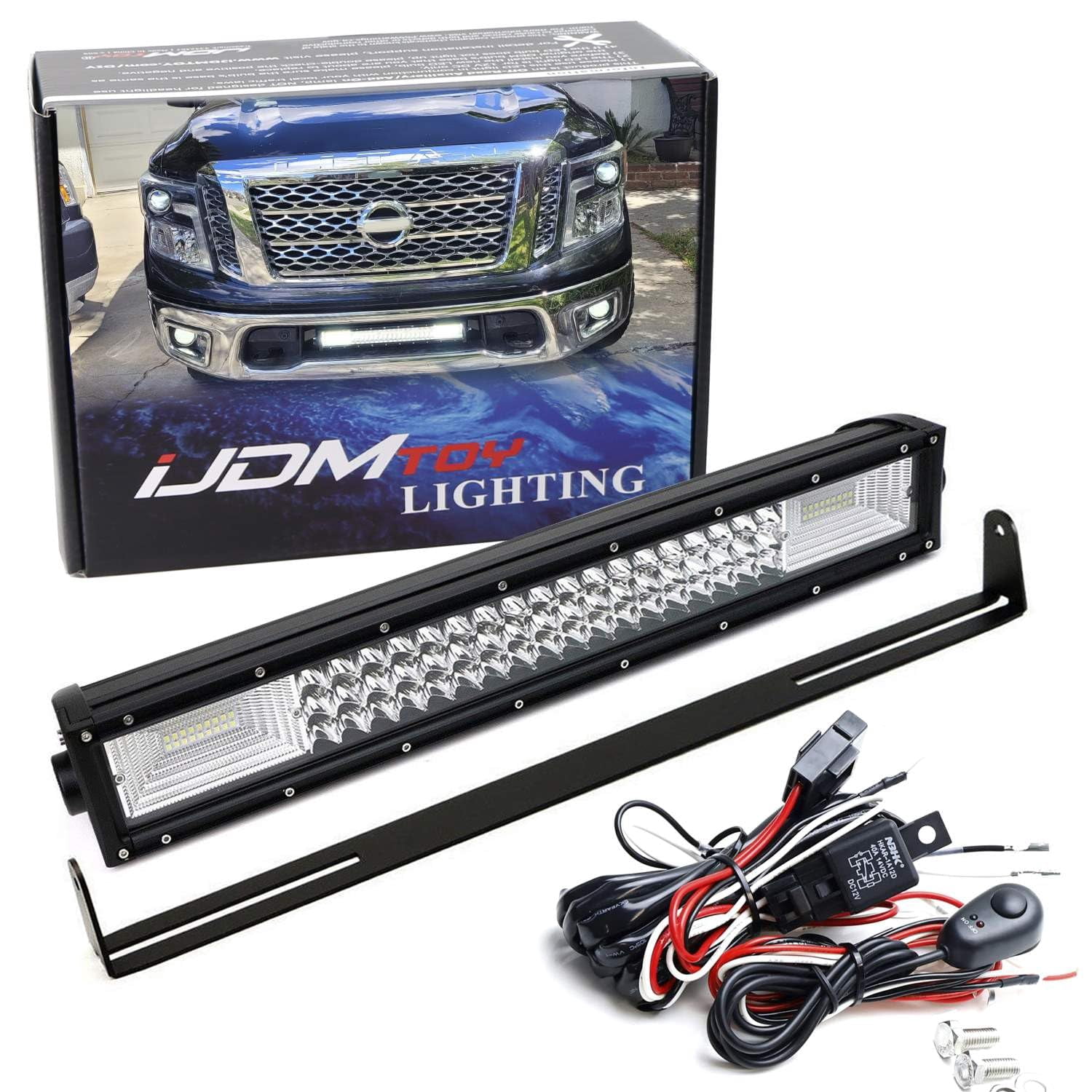Lower Grille Mount 21-Inch LED Light Bar For 2003-up Nissan Titan or ...