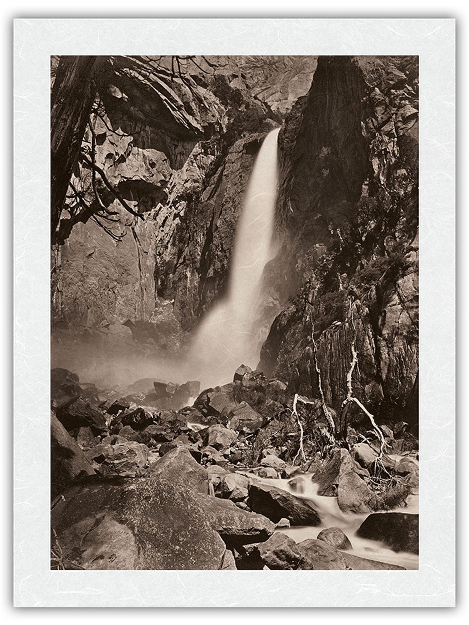 Lower Yosemite Falls - Yosemite Valley California - B&W Photograph by ...