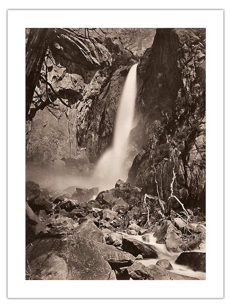Lower Yosemite Falls - Yosemite Valley California - B&W Photograph by ...