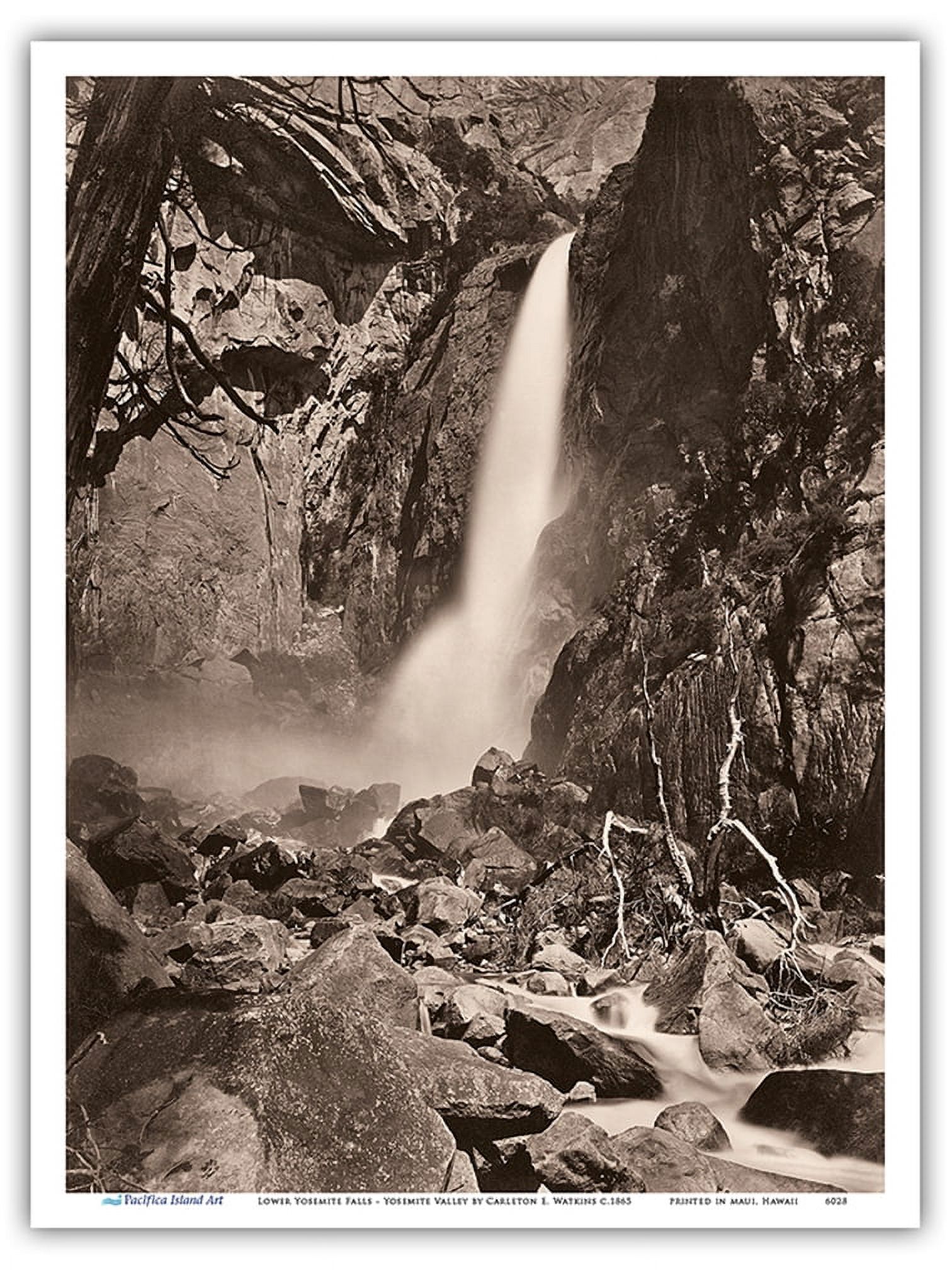 Lower Yosemite Falls - Yosemite Valley California - B&W Photograph by ...
