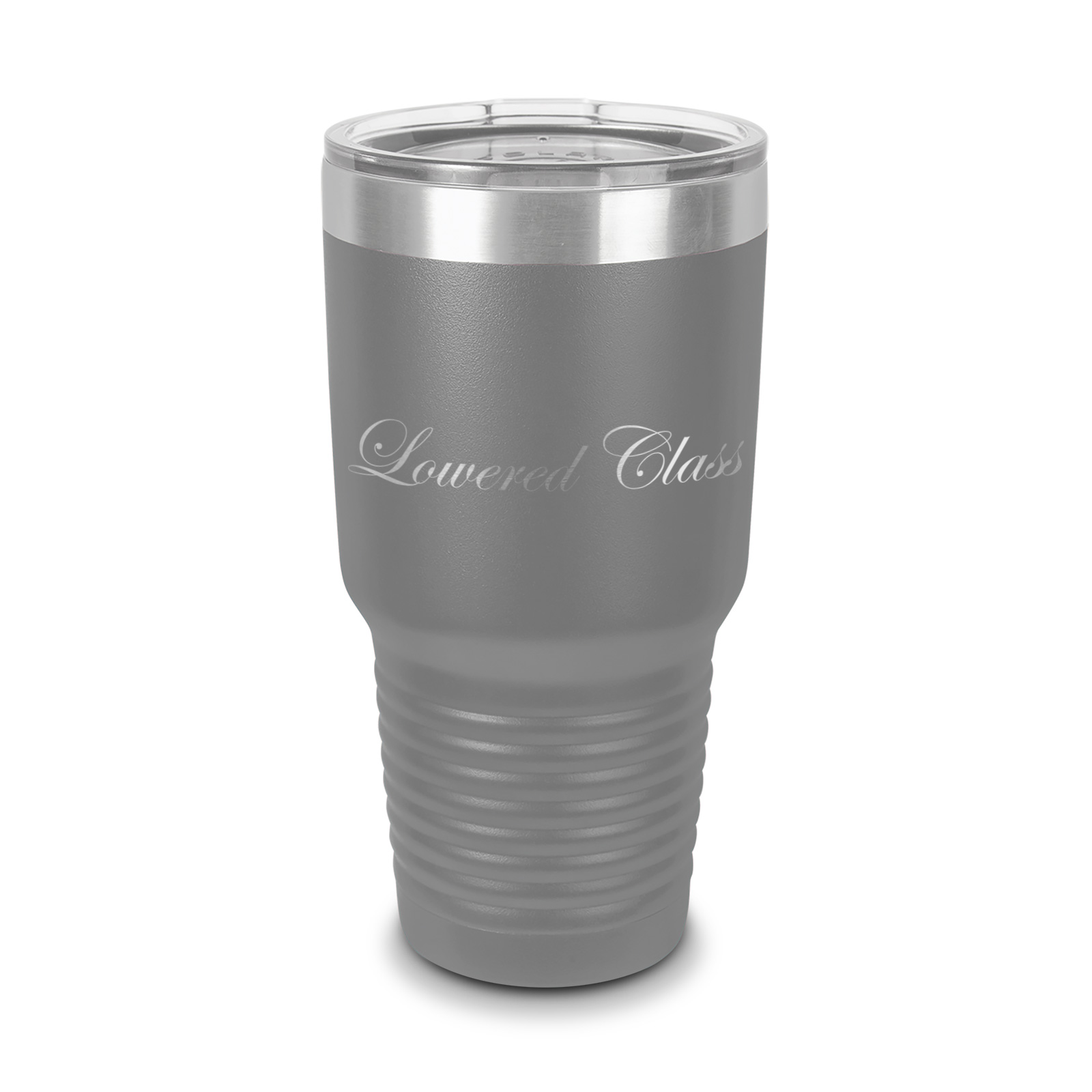 Lowered Class Tumbler 30 oz - Laser Engraved w/ Clear Lid - Stainless ...