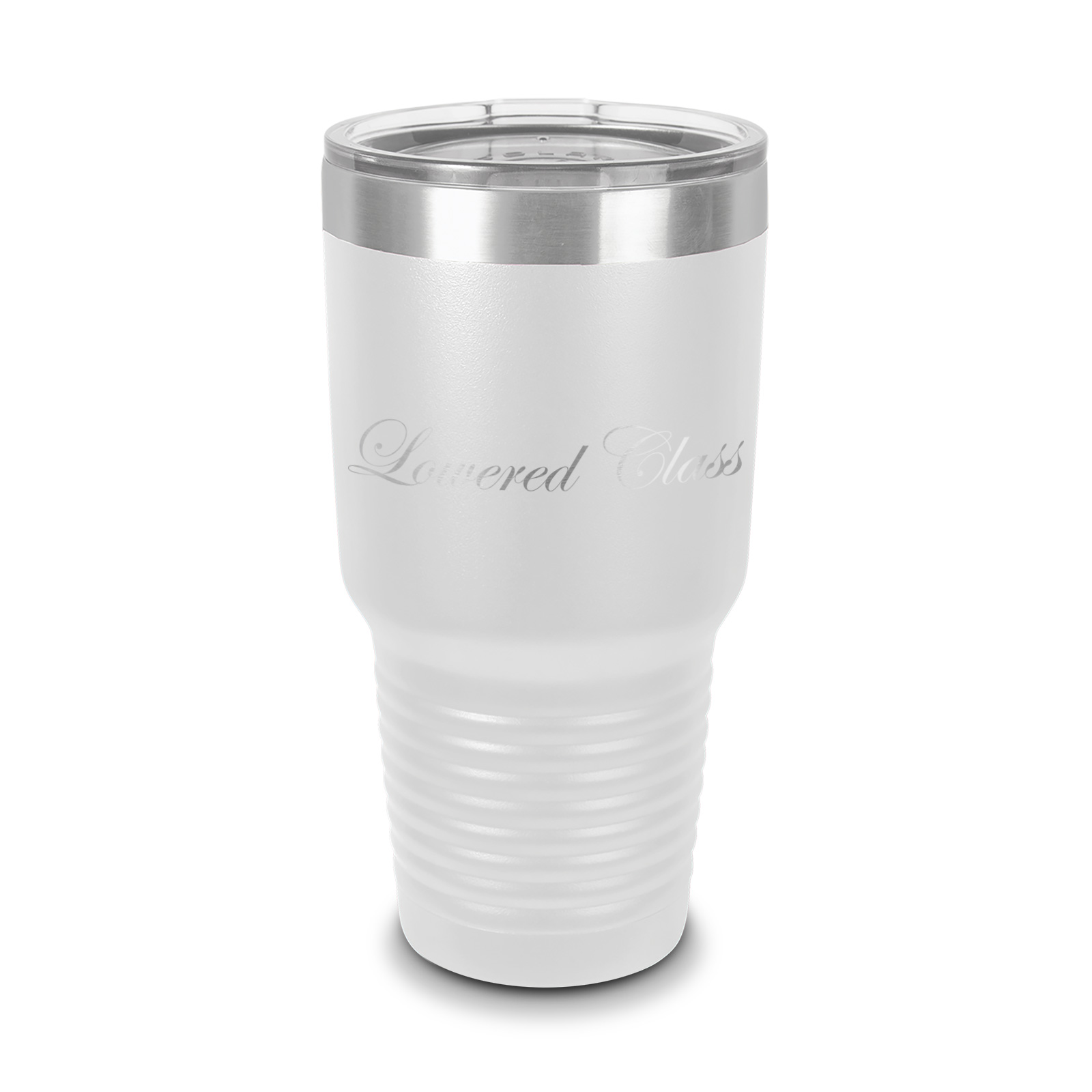 Lowered Class Tumbler 30 oz - Laser Engraved w/ Clear Lid - Stainless ...