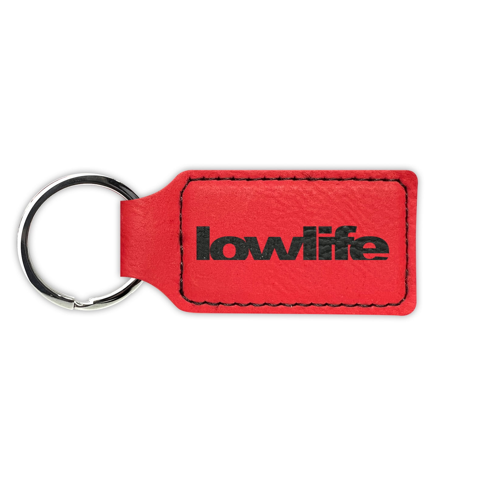 Lowlife Keychain Leatherette Rectangle - Laser Engraved - Many Colors - Key Chain Ring - stance ...