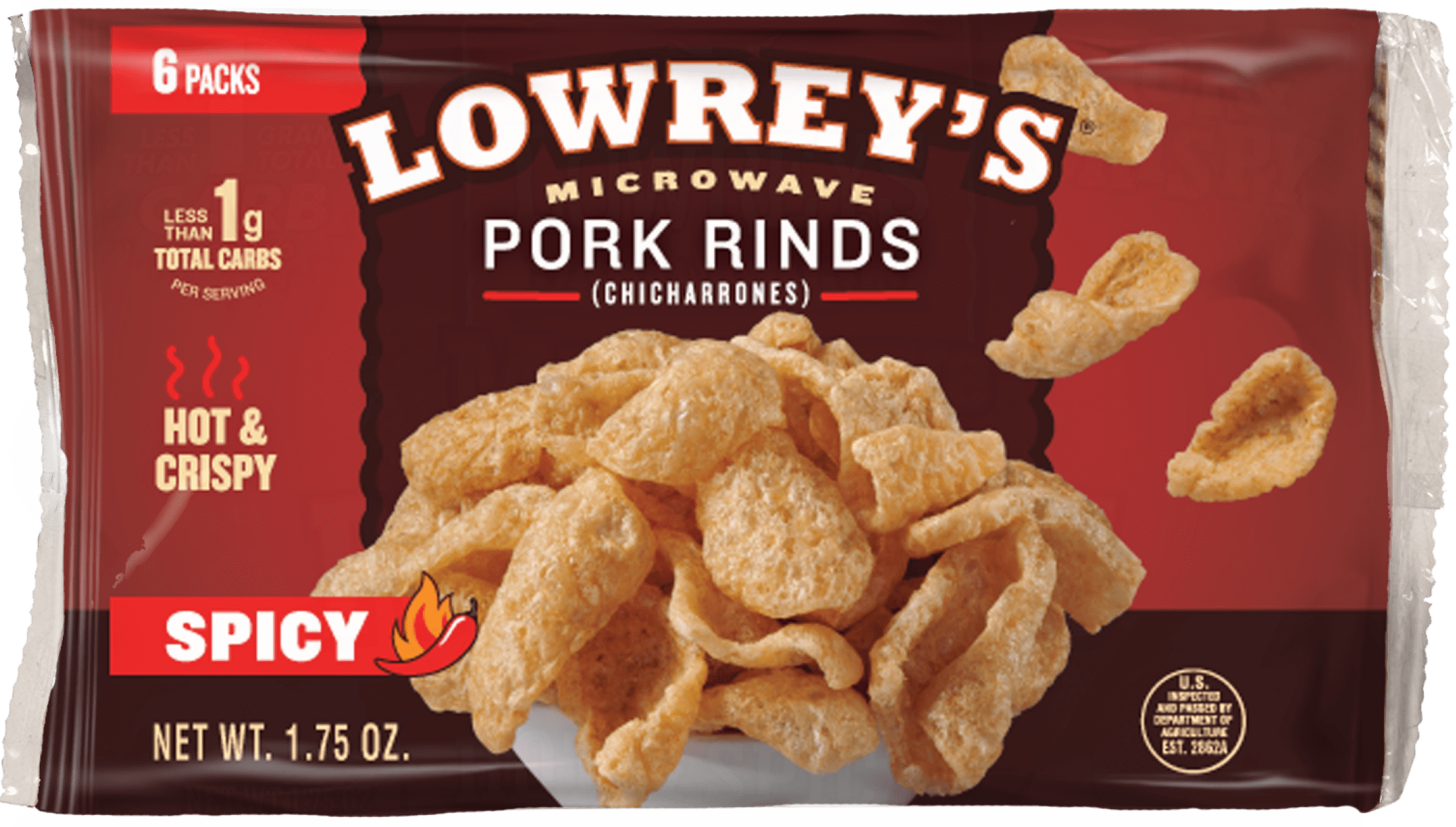 Lowreys Bacon Curls Microwave Pork Rinds 18 Pack Flavor Hot And Spicy