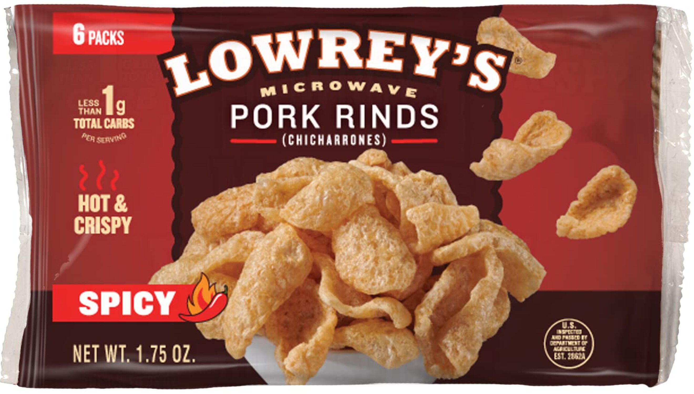 Lowrey's Bacon Curls Microwave Pork Rinds (Chicharrones), Hot and Spicy ...